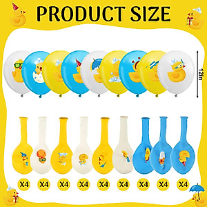 Sratte 40 Pcs Duck Balloon Rubber Duck Party Decorations 12 Inch Duck Shape Foil Balloons Blue Pink Yellow White Latex Balloon for Baby Shower Rubber Duck Themed Birthday Party Supplies (Shower)