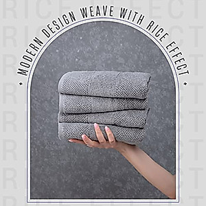 Antioch Home Bathroom Hand Towels, Hotel Quality & Fluffy & Absorbent & Soft & Fast Drying Turkish Hand Towels for Bathroom, 100% Cotton Turkish Hand Towel Set - [ 4 Pack – 16 x 28 inches ] - Grey