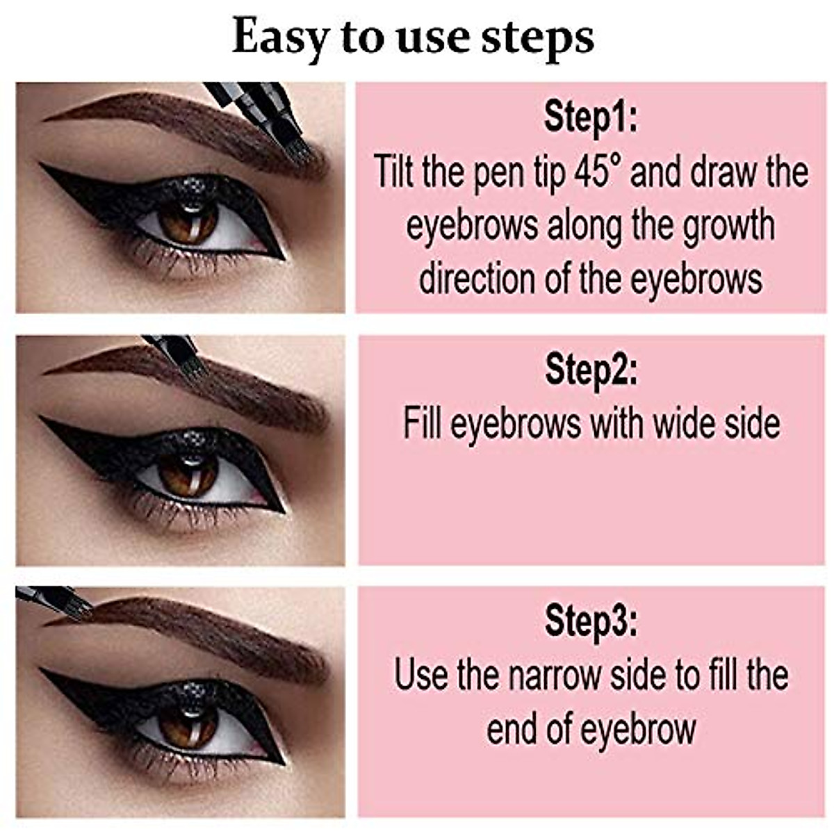 3PCS Dark Brown Eyebrow Pen - Waterproof Microblading Eyebrow Pen,Long Lasting,Easily Create Natural Eyebrow Makeup