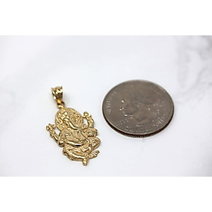 CaliRoseJewelry 10k Hindu Lord Ganesh Ganesha Elephant Hindu God of Fortune Charm Pendant in Yellow Gold