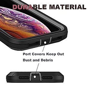 Wedall for iPhone Xs & iPhone X Case, with 2 x Screen Protector [Shockproof] [Drop Proof] [Dust Proof] Heavy Duty 3-Layer Rugged Protective Defender Cover for Apple iPhone Xs/iPhone X (Black & Gray)