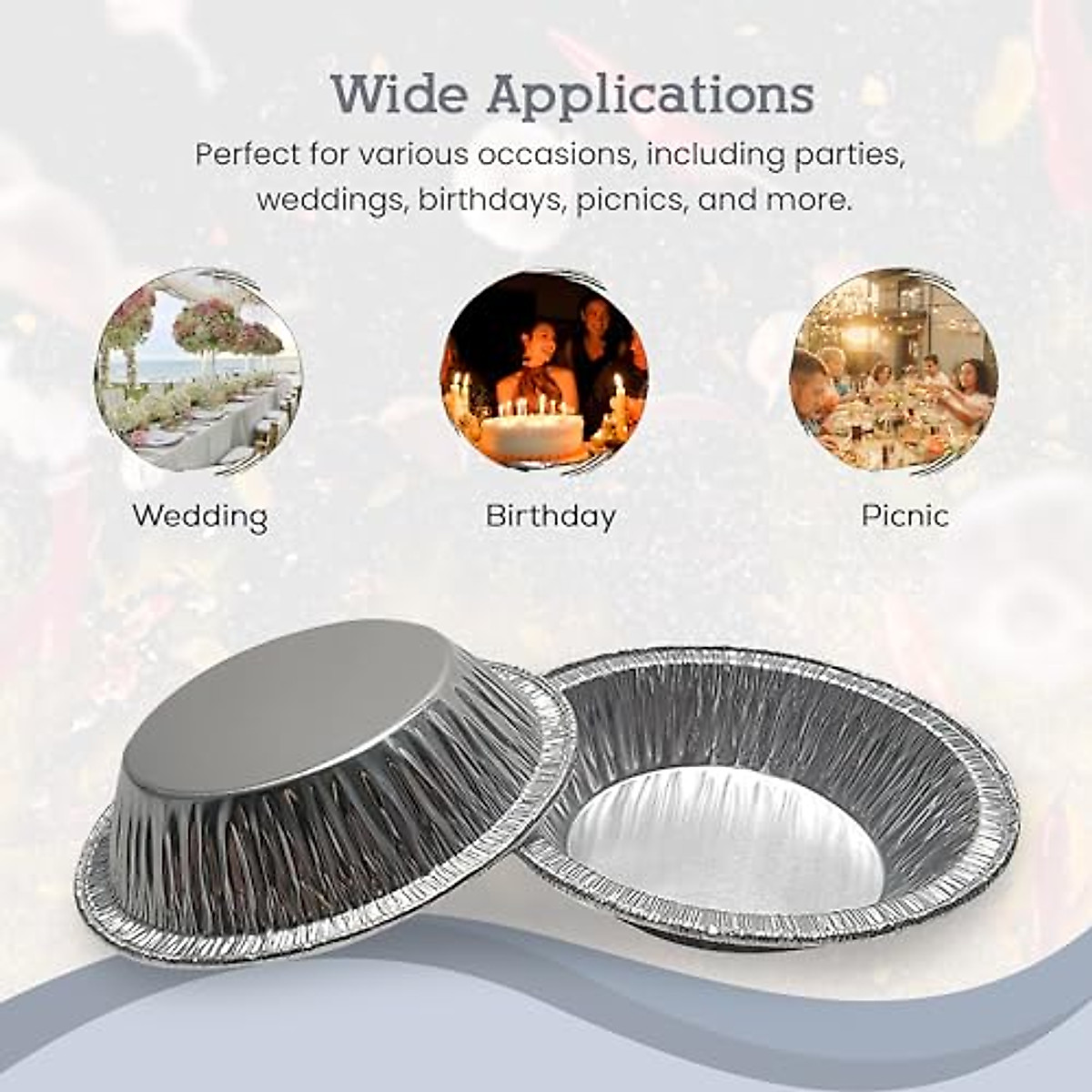 KitchenDance Disposable Aluminum Deep Tart Pan - 4 1/4 Inches Round Aluminum Foil Pans for Fruit Tarts, Individual Desserts - Baking Pan Perfect for Baking, Cooking, Preparing Food - 425, 500 Count