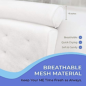 IndulgeMe Luxury Bath Pillow for Tub - Non-Slip Head, Back, Shoulder and Neck Support, Bathtub Spa Pillow with Extra Large Suction Cups, Fits All Bathtub, Hot Tub, Jacuzzi Spas