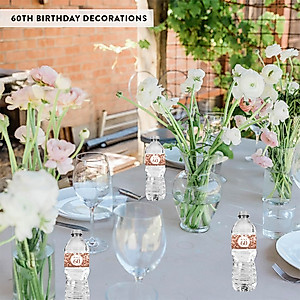 Andaz Press Glitzy Faux Glitter Rose Gold Water Bottle Labels Stickers, Cheers to 60, 60th Birthday Water Bottle Labels Anniversary 60th Birthday Decorations for Women Birthday Party Favors, 20-Pack