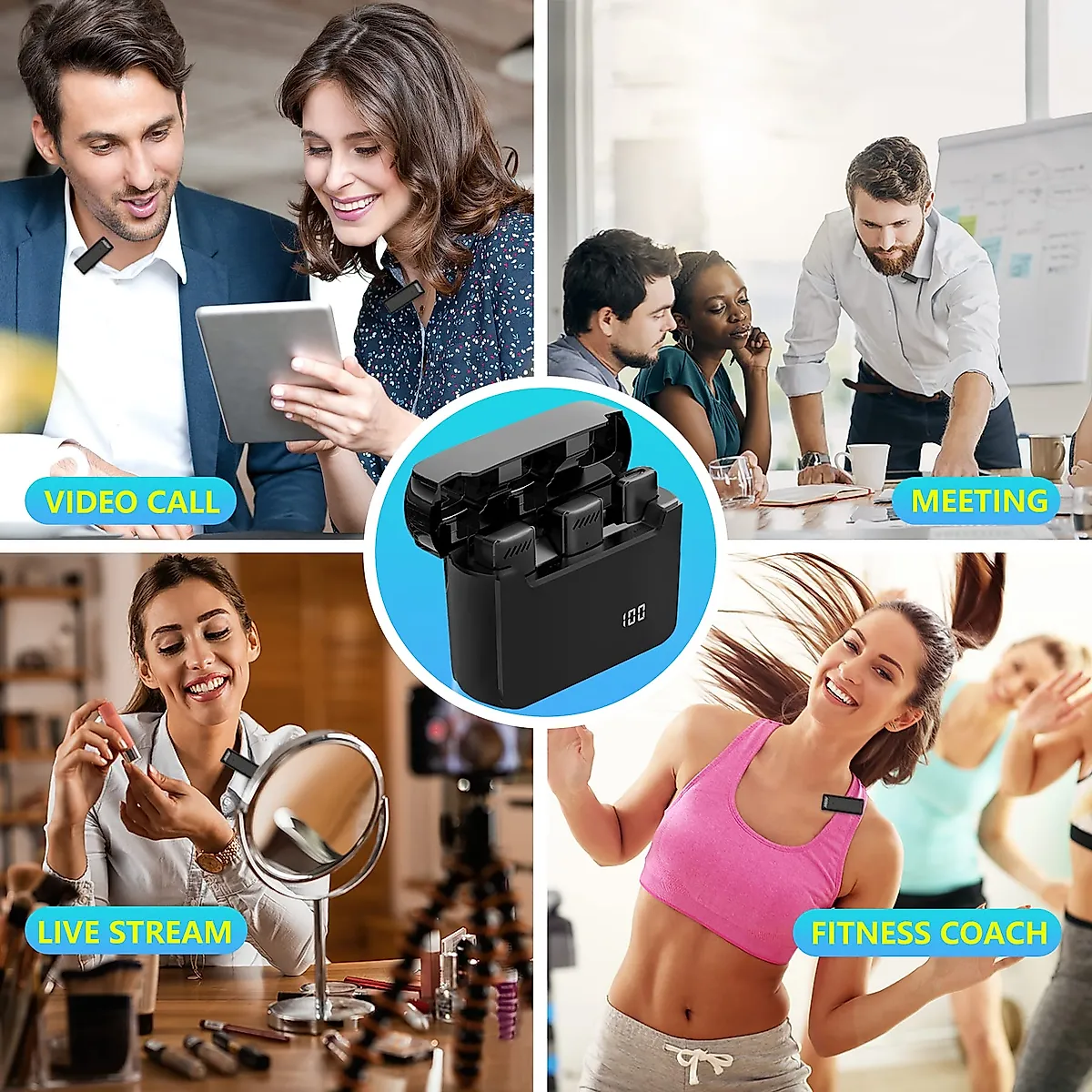 Florsol Wireless Lavalier Lapel Microphone for iPhone iPad,Mini Microphone with Portable Charging Case，65FT Long Distance Transmission Wireless Mic,Auto-Sync NO APP or Bluetooth Needed