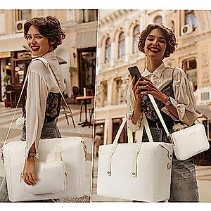 Weekender Bags for Women with 15.6" Laptop Compartment, LYAUK Travel Duffel Bag with Detachable Makeup Bag&Wet Pocket, Carry on Overnight Bag for Airplanes,Hospital Bags for Labor and Deliver Beige