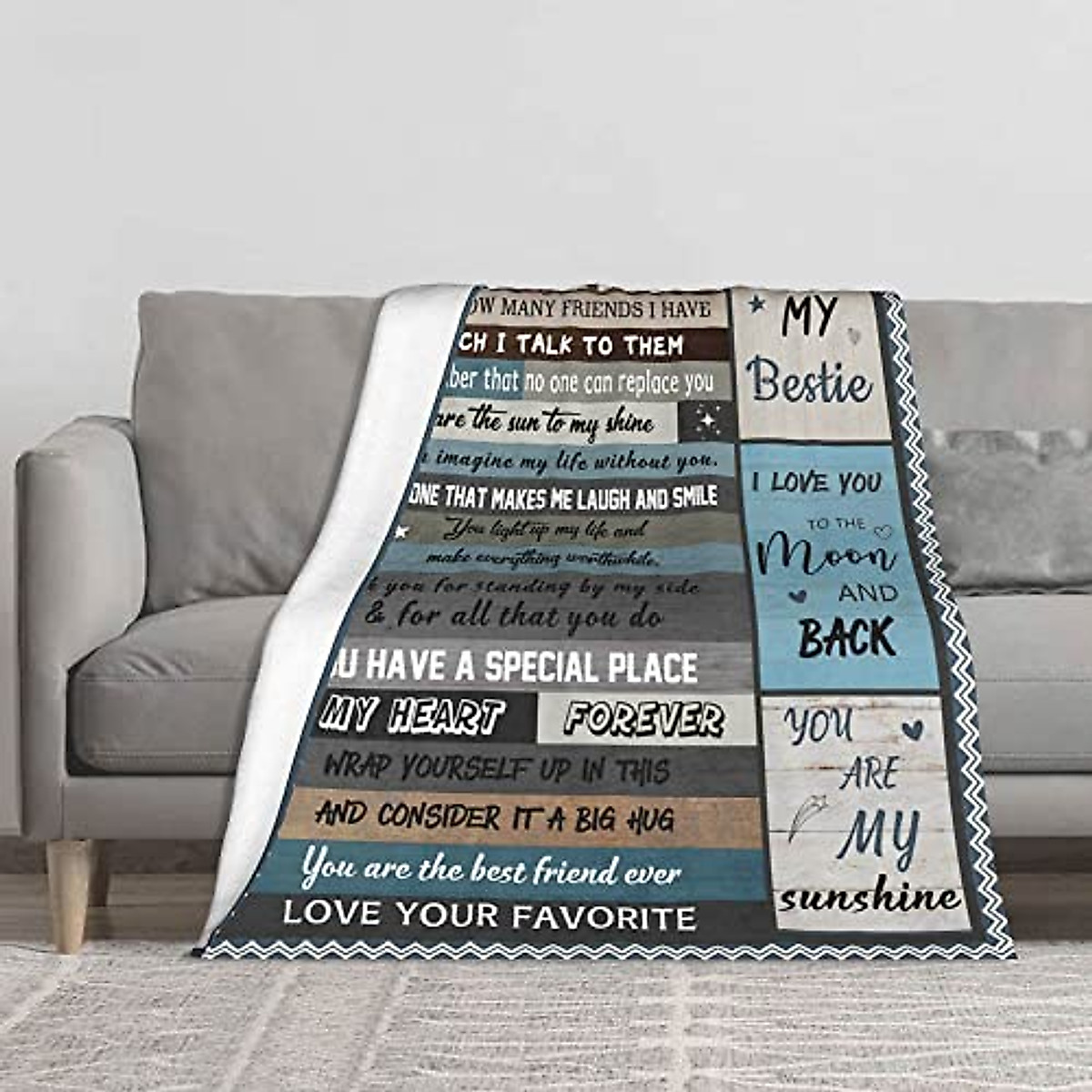 ZUMAS Best Friend Blanket, for Women, Best Friend Birthday Gifts for Women, Friendship Gifts for Women Friends, Throw Blankets for Bed Sofa Couch Travel (Grey, 50x60)