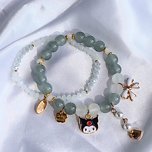 ANZWTLOYY Y2k Kawaii Bracelets Friendship Bracelets Set Cute BFF Beaded Relationship Elastic Bracelets for Women (C)