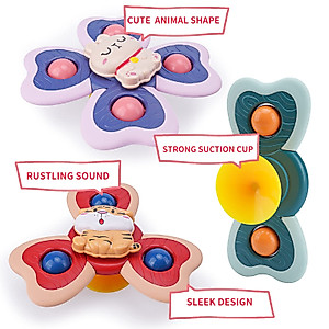 LZZAPJ Suction Cup Spinning Top Toy, Toddler Travel Baby Toys 12-18 Months, Sensory Toys for Toddlers 1-3, Birthday Gifts for 1 Year Old and 2 Year Old Boys and Girls
