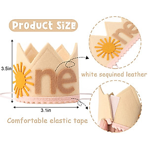 HUHJRUAR Boho Sun 1st Birthday Crown Hat - One Year Around The Sun Boho Sunshine First Party Decoration (SUN NE HAT)