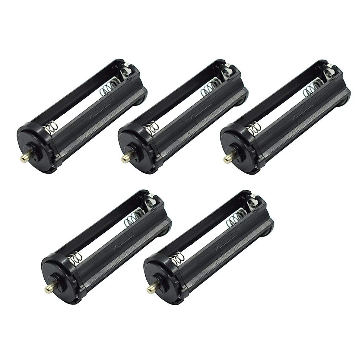 Hxchen Cylindrical Battery Holder Battery Storage Case for 3 x 1.5V AAA Batteries Flashlight Torch Black - (5 Pcs)