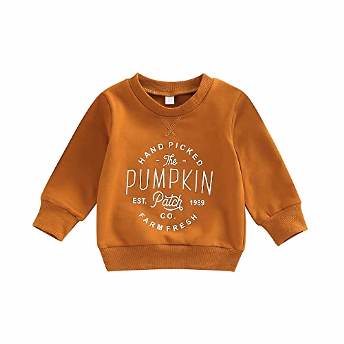 Toddler Baby Girl Boy Halloween Outfit Pumpkin Patch Crewneck Sweatshirt Pullover Sweater Fall Halloween Clothes (Hand Picked The Pumpkin Patch-Brown,6-12 Months)