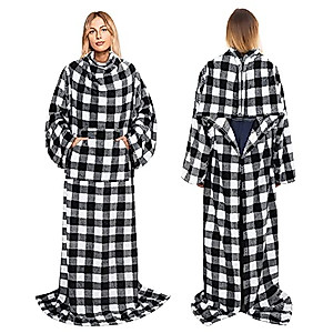 Catalonia Classic Wearable Blanket with Sleeves for Women Men Adults Teenagers, Super Soft and Warm Fleece Wrap TV Blanket Throw for All Seasons, 72'' x 55''