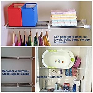 BAOYOUNI Tension Shelf Adjustable Closet Rod Space Saving Wardrobe Clothes Dividers Ivory, 33.07-46.26 Inches