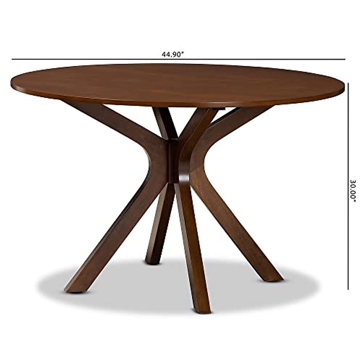 Baxton Studio Kenji Modern and Contemporary Walnut Brown Finished 48-Inch-Wide Round Wood Dining Table
