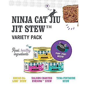 "I and love and you" Naked Essentials Canned Wet Cat Food, Stew Variety Pack (Chicken, Salmon, Tuna), Grain Free, Real Meat, No Fillers, 3 oz (Pack of 12)