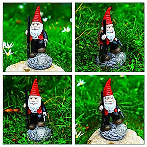 Large Army Garden Gnomes with Guns, Resin Gnome War Defender Dwarf Solar Garden Statue Funny Military Garden Gnomes Collectors Combat Enthusiasts Gun Lovers Ornament for Indoor Lawn Patio Yard Decor