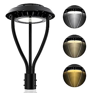 Led Post Top Light with Photocell Sensor, Tunable CCT 3000K 4000K 5000K DLC Listed 80W 11,200Lm Post Light[Equivalant to 300W] Outdoor Post Pole Light IP65 for School Yard Garden ETL Approved 120V