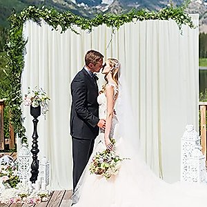 10x10 Ivory Backdrop Curtain for Wedding Parties Wrinkle Free Ivory Photo Curtains Backdrop Drapes Fabric Decoration for Baby Shower Photoshoot 5ft x 10ft,2 Panels