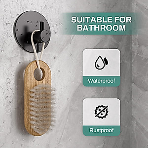 Oasiteege Adhesive Towel Hooks for Bathroom, Stainless Steel Wall Towel Holder Rack for Hanging, Stick on Waterproof Coat Hanger for Shower RV Apartment Renter, 4 Pack Black Bathroom Accessories Decor