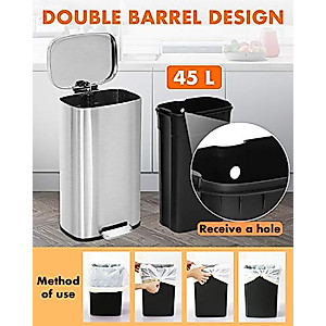 Kitchen Trash Can with Lid Step Trash Bin, 8 Gallon/ 30L Brushed Stainless Steel Fingerprint-Proof Garbage Can for Office Study Bedroom Bathroom Trash Can