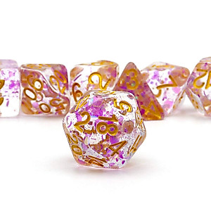 Haxtec DND Dice Set Purple 7PCS Polyhedral D&D Dice RPG Dungeons and Dragons-Purple Green Shift Glitter Flakes-Fantasy Dream