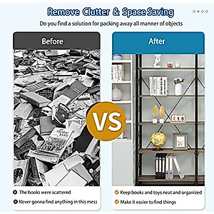 O&K FURNITURE Double Wide 6-Shelf Bookcase, 80.7” Industrial Large Open Metal Bookcases Furniture, Etagere Bookshelf for Home & Office, Vintage Brown