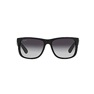 Ray-Ban RB4165 Justin Rectangular Sunglasses, Black/Grey, 55 mm