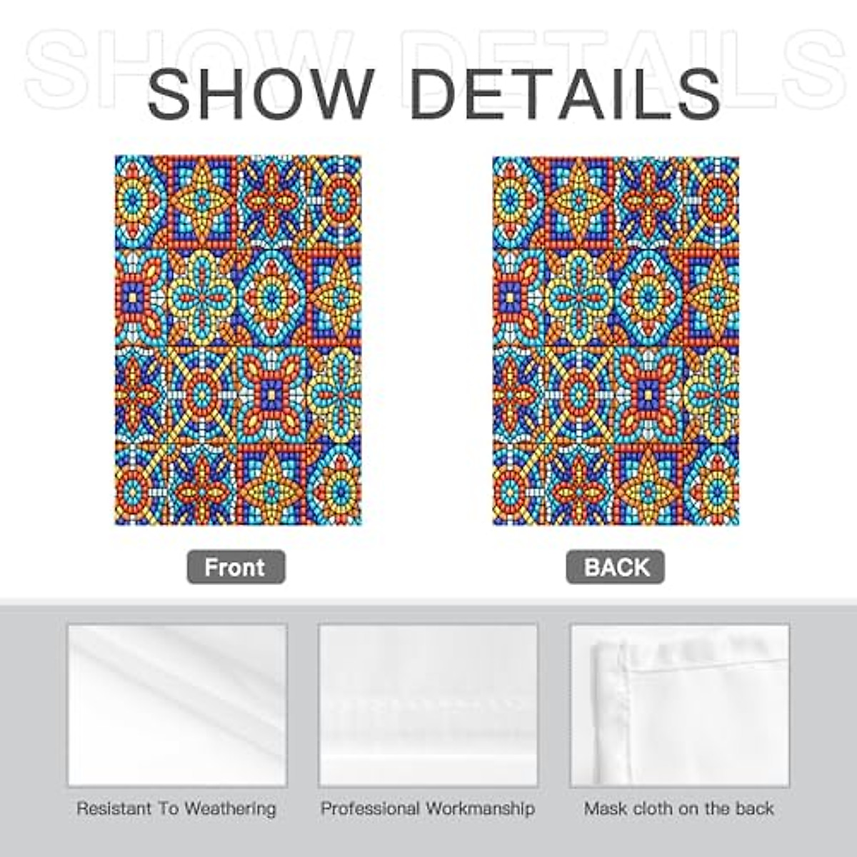 Double-sided garden flag Mexican Talavera Ceramic Tile Pattern Ethnic Folk Outdoor Flag Garden Flag Yard Outdoor Decoration （12×18in）.