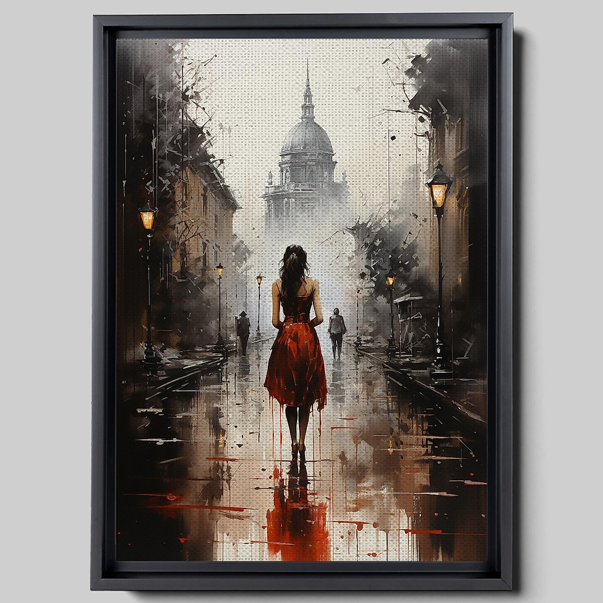 Framed Abstract city landscape Canvas Wall Art, Nature Prints Modern Home Artwork for Living Room, Nature Abstract city landscape Wall Art, Modern Living Room Decor, Abstract city landscape Wall Art