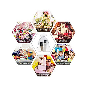 Jexila 50 Pack White Organza Bags 8X12 inch Large Mesh Gift Drawstring Pouch Goodie Bags for Party Christmas Wedding Party Favor Bags (White)