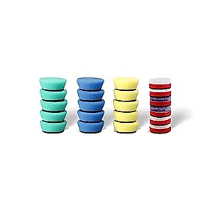 SPTA Mini Polishing Pads Set, 21Pcs 1.6 inch/40mm Sponge Polishing Pads and Wool Buffing Pads, Car Foam Detail Polishing Pad Kit Mix Color for Car Detail Polishing and Waxing, Small Area Polishing