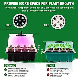 DUCRKAC (5-Pack) Seed Starter Tray with Grow Light & Humidity Dome, 60-Cell Seedling Starter Trays, Plant Starter Kit Indoor, Seed Starting Supplies, Garden Seed Growing Kit, Plant Germination Trays