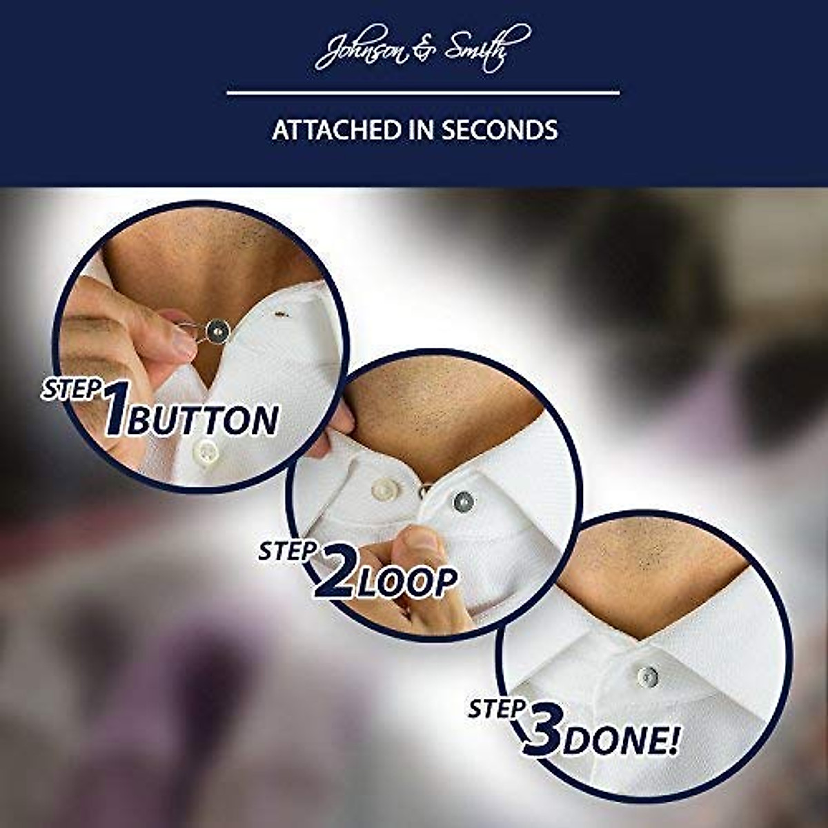 Johnson & Smith Collar Extenders/Neck Extender/Wonder Button for 1/2 Size Expansion of Men Dress Shirts, 5 +1 Pack, 3/8"