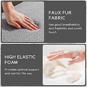 NIOIIKIT Storage Ottoman Bench, Comfy Faux Fur Upholstered Entryway Bench with Metal Legs, Bedroom Bench with Flip Top, Footrest Shoe Bench for Living Room, Bedroom (Grey)