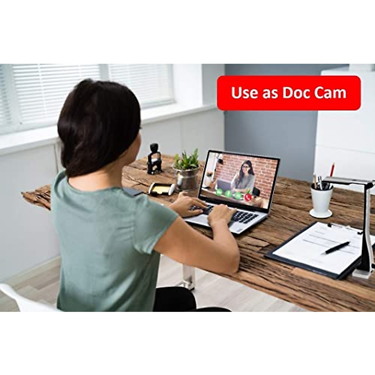 QOMO ScannerCam 22 (QPC22) Portable USB 8.0 MP HD Document Camera and Web Camera in One with Built in Mic and LED Lights-- Mac, Window, Chrome OS