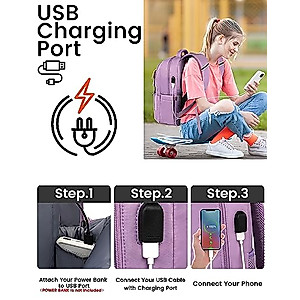 FALANKO Backpack for Girls,15.6 inch Women Laptop School College BookBag with USB Charging Port, High Middle Elementary School Backpack For Teen Students,Large Capacity Travel work Daypacks for Women