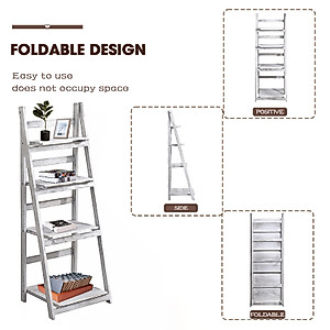 ECOMEX 4 Tier Foldable Bookshelf Storage Rack for Home Bedroom Office, Paint White