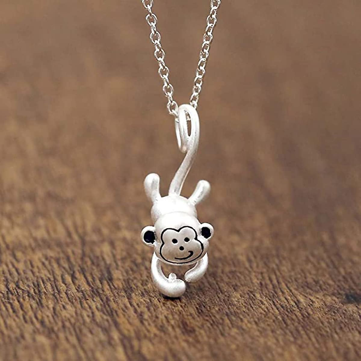 Chereda Power Necklace Silver Plated Monkey Cute 3D Animal Necklace Pendant Charm for Women