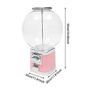 Coin Gumball Machine Toy Vending Machine,11 Inch Mini Vending Machine for Kids,Gumball Bank,Metal Candy Dispenser,Home Vending Machine,Vintage Gum Ball Machine(Pink)