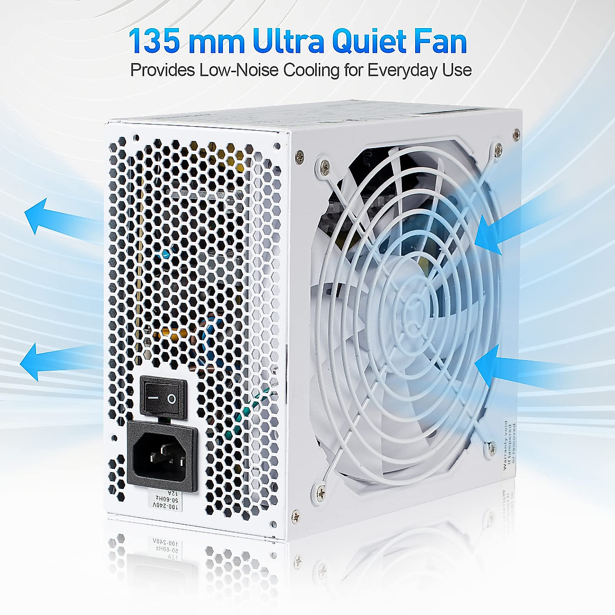 PowerSpec 650W Power Supply Semi Modular 80 Plus Bronze Certified ATX PSU Active PFC SLI Crossfire Ready Gaming PC Computer Power Supplies, PS 650BSM(White Edition)