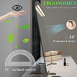 LETSFIELD Silver Lighted Vanity Mirror, LED Lighted Makeup Mirror with Aluminum Stand, Smart Touch Control, 3 Colors Lights