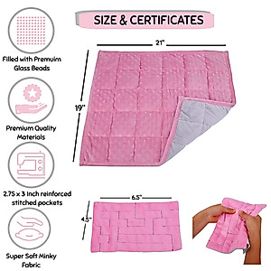 Aviano Weighted Lap Pad for Kids Blanket – 5 Lbs. Bundled with Fidget Marble Maze – Sensory Tools, Sensory Weighted Lap Blanket, (Pink/Gray)