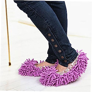 DECHOUS Soft Slippers Household Cleaner Microfiber Cleaner Floor Polishing Shoe Mop Floor Cleaning Socks Floor Dusting Shoes Cover to Make Them Act As Mop Slippers to Mop The Wood The Lazy