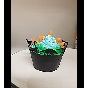black Dinosaur Laser cut Cupcake Wrapper Cup Cake Baking Muffin 60pcs