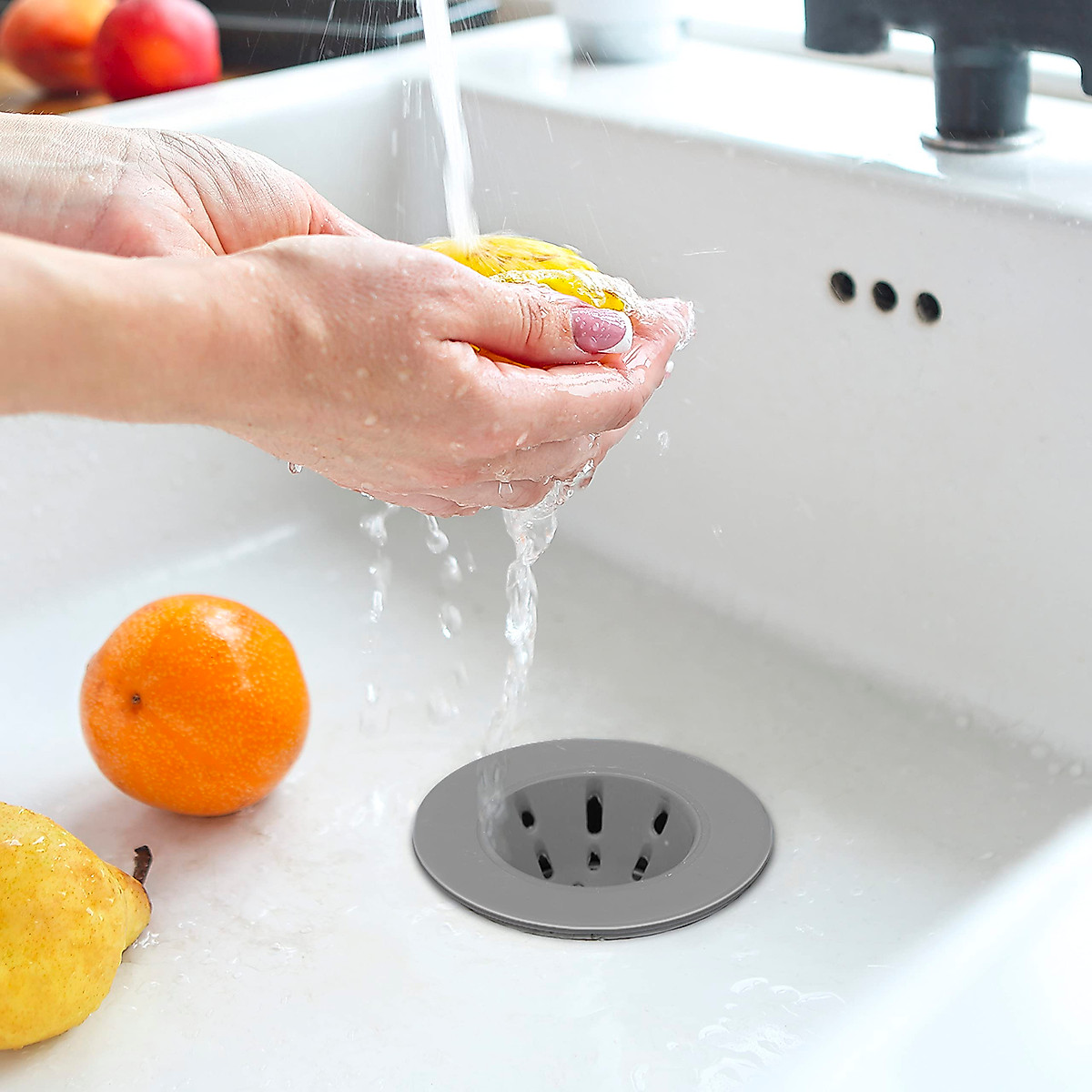 OGGI Silicone Sink Strainer- Great Kitchen Sink Strainer, Sink Drain Strainer, Drain Stopper, Sink Plug, 4.6˝ Diameter Rim, Gray