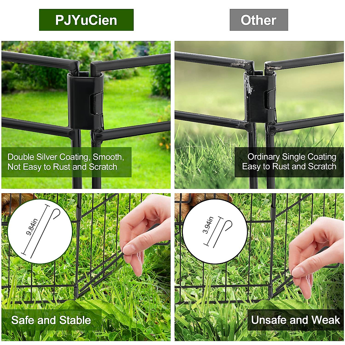 PJYuCien Dog Playpen - Metal Foldable Dog Exercise Pen, Pet Fence Puppy Crate Kennel Indoor Outdoor with 8 Panels 24”H & Top Cover for Small Medium Pets