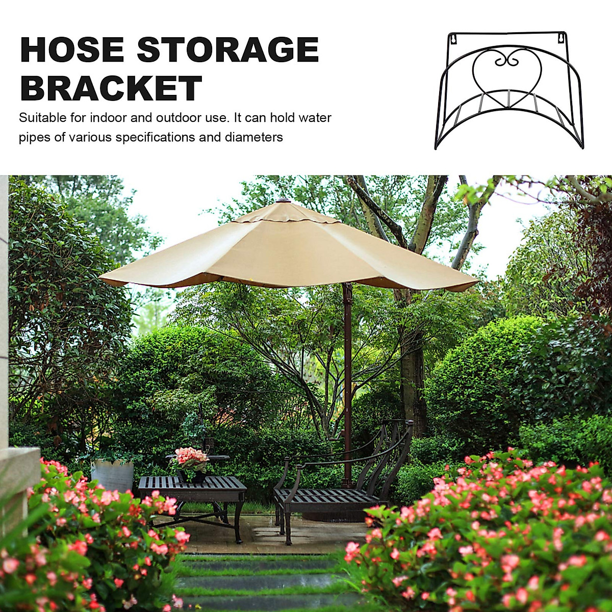 Hose Wrought Iron Frame Bling Accessories for car Heavy Duty Garden Hose Hanger Hose Holder Hanger Garden Hose Rack Water Hanging Hooks Outdoor Hose Wall Mount Metal Hook up Work
