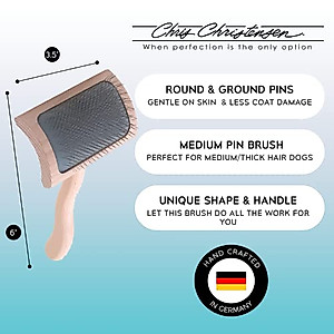 Chris Christensen Mark VI Curved Slicker Dog Brush, Groom Like a Professinal, Stainless Steel Pins, Lightweight Beech Wood Body, Ground and Polished Tips, Medium