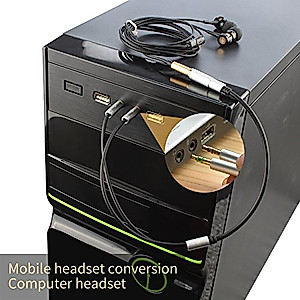 Canfon Headphone Splitter for Computer 3.5mm Female to 2 Dual 3.5mm Male Headphone Mic Audio Y Splitter Cable Smartphone Headset to PC Adapter(100CM, Black)